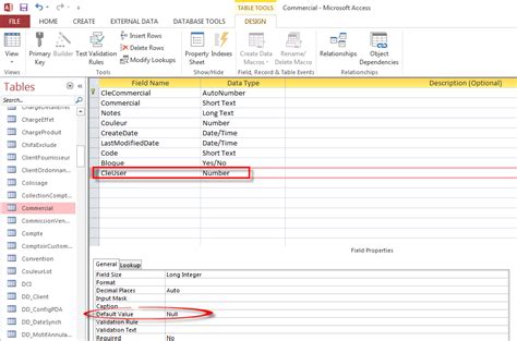 arrenia exception exécution de sql to [commercial] table user