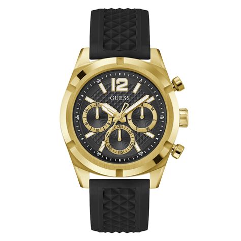 Guess Mens Chronograph Dial Black Silicone Strap Watch Hsamuel