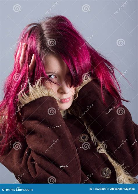 Emo Look Girl With Red Hair Stock Image Image Of Girl Shock 13523803