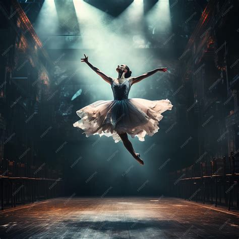 Premium Photo Ballet Dancer Gracefully Leaping Through The Air