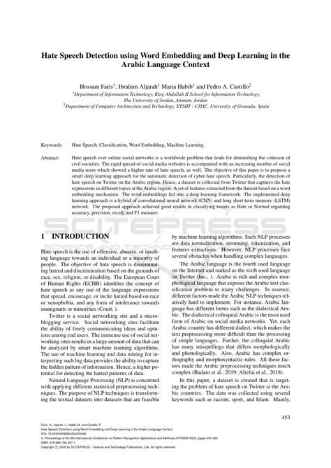 Pdf Hate Speech Detection Using Word Embedding And Deep Learning In