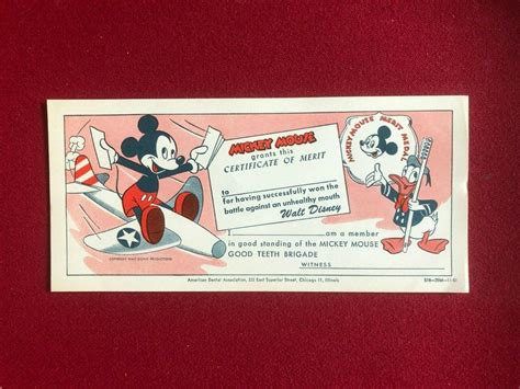Mickey Mouse Certificate Vintage 1985 Disneyland Honorary Citizen
