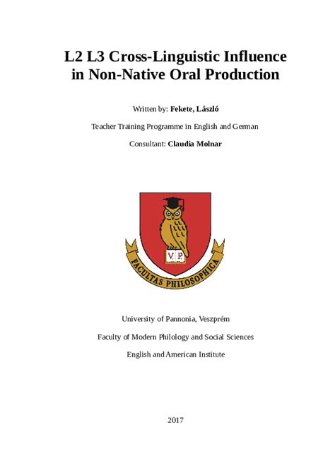 Pdf L2 L3 Cross Linguistic Influence In Non Native Oral Production