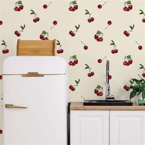 Tiny Cherries Wallpaper Traditional Wallpaper Removable And Renter