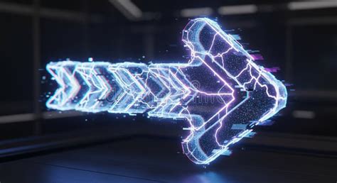 Futuristic Digital Arrow Formed From Glitching Energy Representing Data