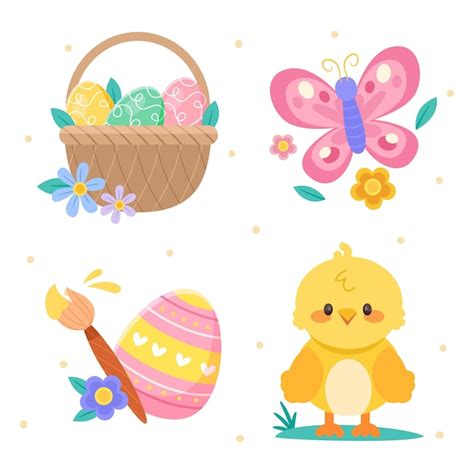 Free Vector Flat Easter Celebration Elements Collection