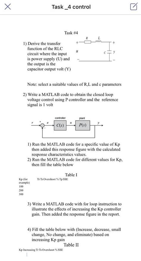 Solved Task 5 Control Task 5 Pi Controller 1 Write The Pi
