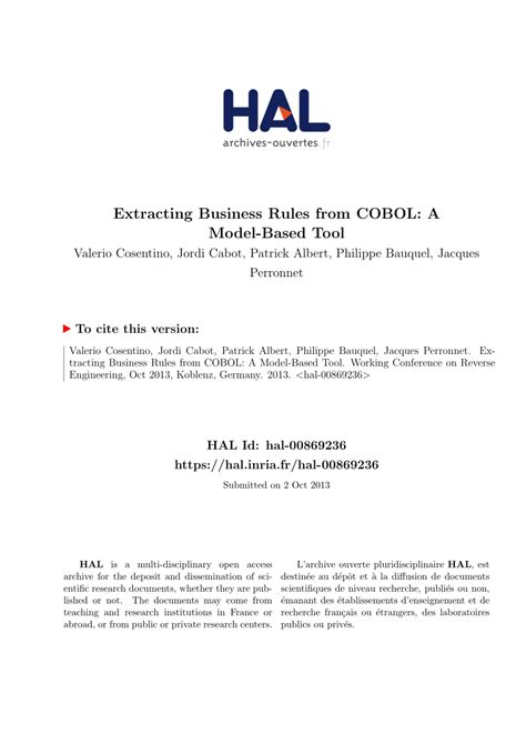 pdf extracting business rules from cobol a model based tool