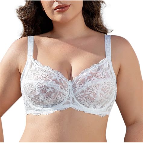 Bigersell Women Plus Size Underwire Bras Ladies Soft Lace V Neck Push