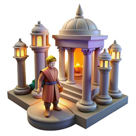 3d Render Of Person In Temple Setting 56285516 Png