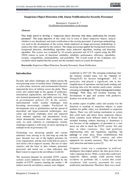 Suspicious Object Detection With Alarm Notification For Security