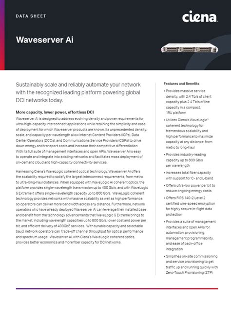 Waveserver Ai Ds Pdf Data Center Computer Network