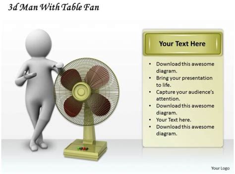 3d Man With Table Fan Ppt Graphics Icons Powerpoint Presentation