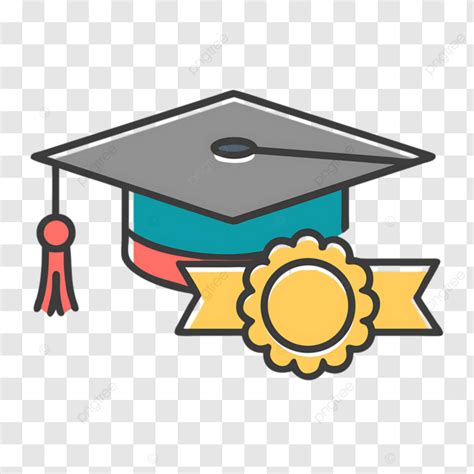 Colorful Graduation Cap And Diploma With A Seal Icon Bachelor Cap Icon