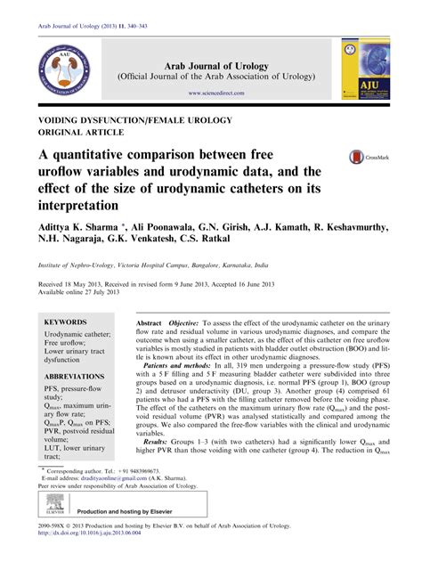 Pdf A Quantitative Comparison Between Free Uroflow Variables And Urodynamic Data And The