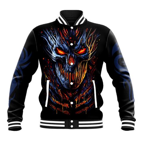 Devil Skull Baseball Jacket Devil Face Scream Dt01 Hearthtops Store