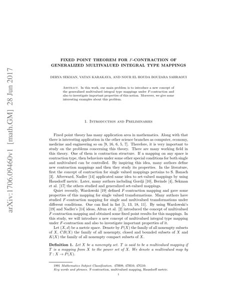 Pdf Fixed Point Theorem For F Contraction Of Generalized Multivalued