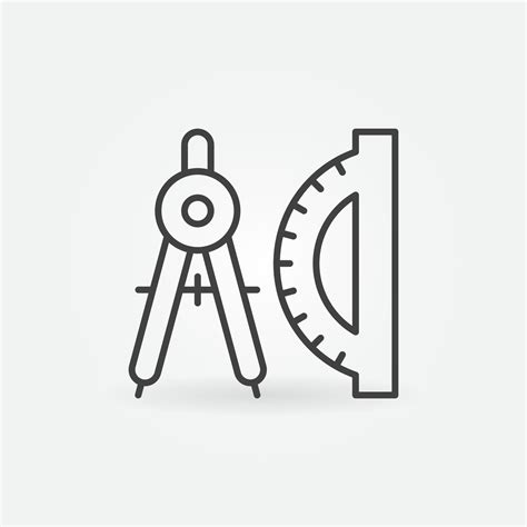 Compass And Protractor Line Vector Concept Geometry Icon 12734992 Vector Art At Vecteezy