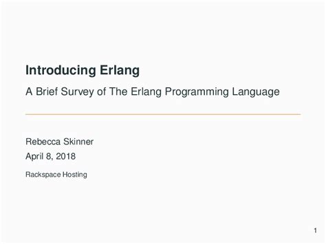 A Brief Introduction To Erlang Speaker Deck