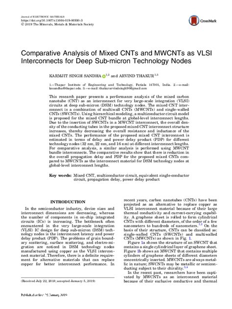 Pdf Comparative Analysis Of Mixed Cnts And Mwcnts As Vlsi Interconnects For Deep Sub Micron