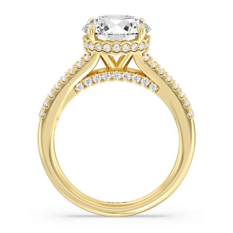 Split Shank Scalloped Hidden Halo Engagement Ring With Clarity