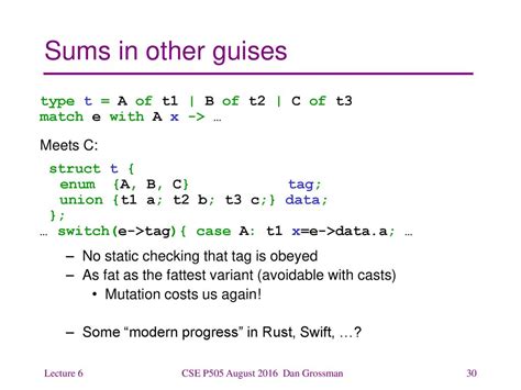 Csep505 Programming Languages Lecture 6 Types Types Types Ppt