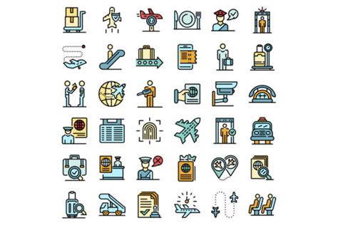 Passport Control Icons Set Vector Flat Graphic By Ylivdesign · Creative