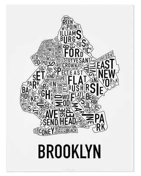 Brooklyn Neighborhood Map Poster Brooklyn Neighborhoods Brooklyn Map
