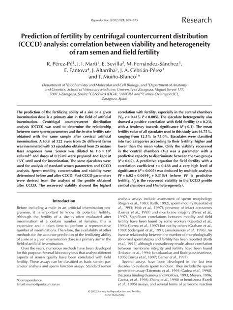 Pdf Prediction Of Fertility By Centrifugal Countercurrent