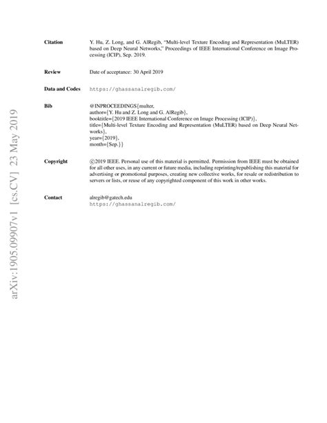 Multi Level Texture Encoding And Representation Multer Based On Deep Neural Networks Deepai