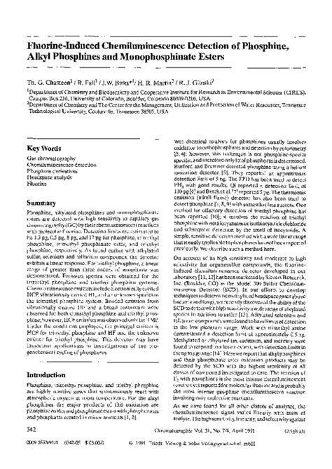 Pdf Fluorine Induced Chemiluminescence Detection Of Phosphine Alkyl