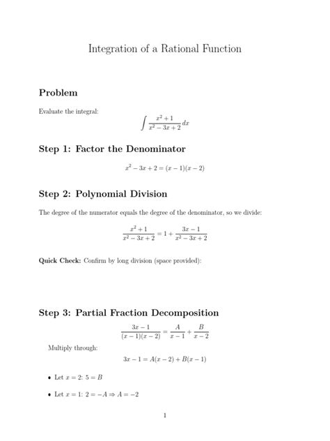 Integration Of Rational Functions Polynomial Division 1 Pdf Abstract Algebra Mathematical