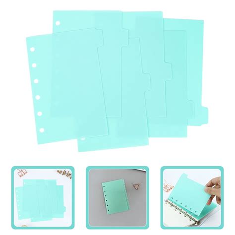 Ounona 6 Sheet Loose Leaf Binder Plastic Dividers Tab Plastic Page