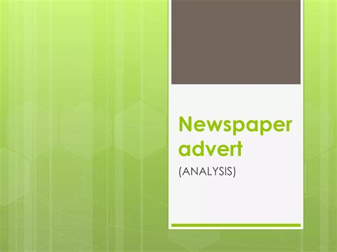 Newspaper Adverts Analysis Ppt