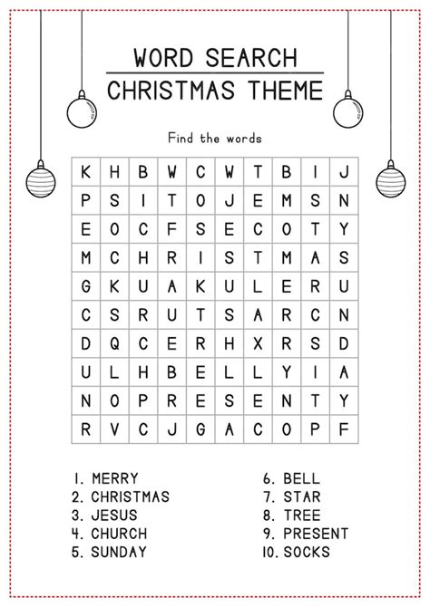 Premium Vector Christmas Theme Word Search Printable