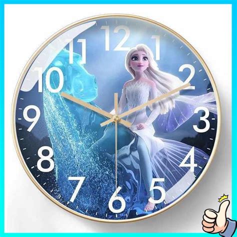Jam Dinding Jam Dinding Ruang Tamu Princess Elsa Clock Frozen Wall Clock Quartz Clock Little