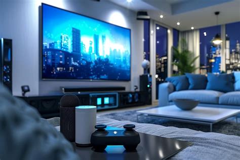 Voicecontrolled Smart Home Entertainment System Premium Ai Generated