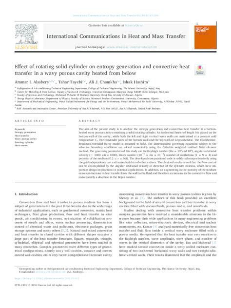 Pdf Effect Of Rotating Solid Cylinder On Entropy Generation And Convective Heat Transfer In A