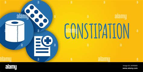 Yellow Constipation Illustration Design With Icons Stock Vector Image