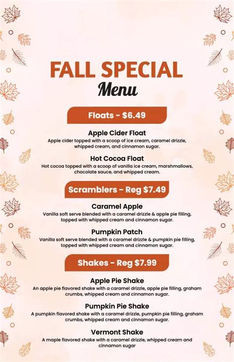 Fall Menu Templates Customize And Download Free