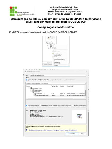 aula 11 configuração modbus tcp com clp ihm e supervisório pdf