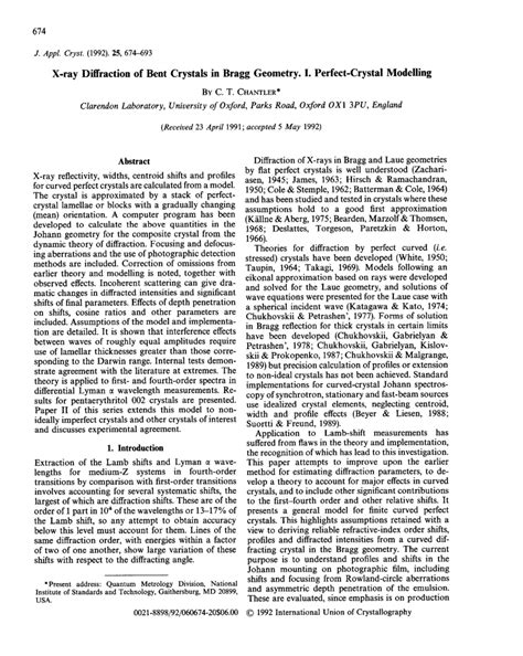 Pdf X Ray Diffraction Of Bent Crystals In Bragg Geometry I Perfect