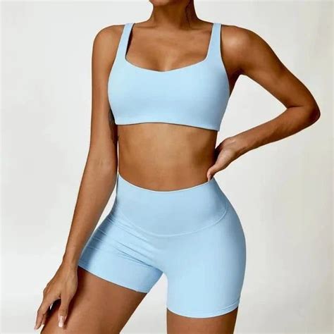 Sports Bra And Yoga Short Set Workout Outfit Yoga Set Leggings