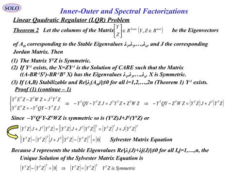 Inner Outer And Spectral Factorizations Ppt