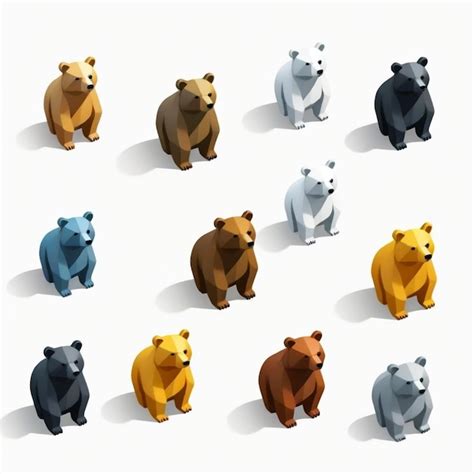 Premium Vector A Series Of Bears With Different Colored Bears