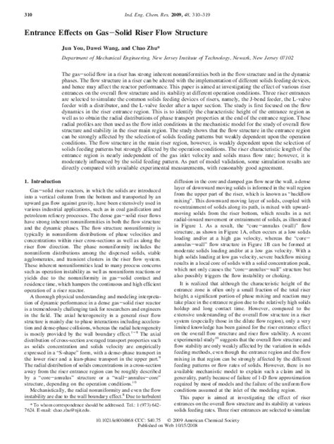 Pdf Entrance Effects On Gas−solid Riser Flow Structure