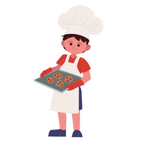 Premium Vector Little Boy Baking Cookies Vector