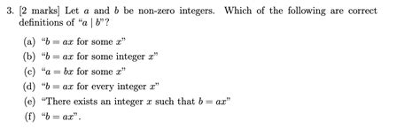 Solved 3 2 Marks Let A And B Be Non Zero Integers Which