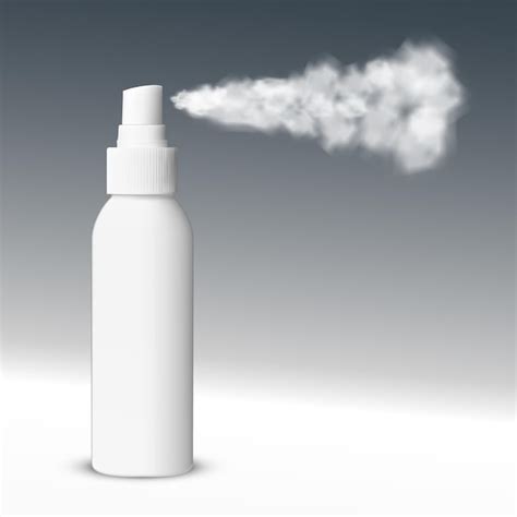 Premium Vector White Blank Sprayer Bottle Side View With Spray