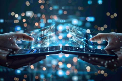 Smooth Data Transfer Between Mobile Devices Enhancing Sharing Experience Stock Illustration